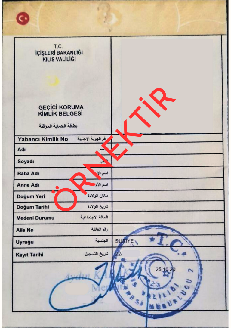 Geçici Koruma Kimlik Belgesi Örneği - Mülteci-Der